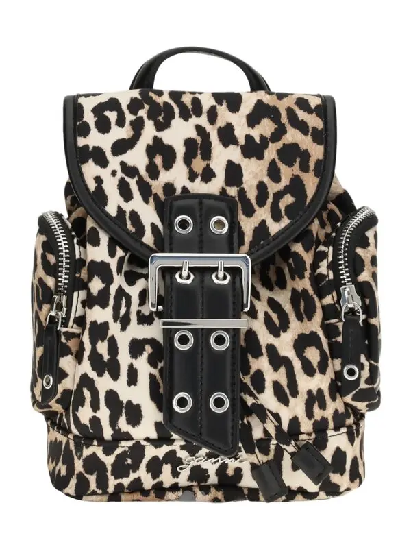 GANNI Leopard Print Mini Backpack - Black
