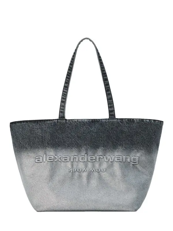 Alexander Wang Large Denim Tote Bag - Light Gray/imitation Silver