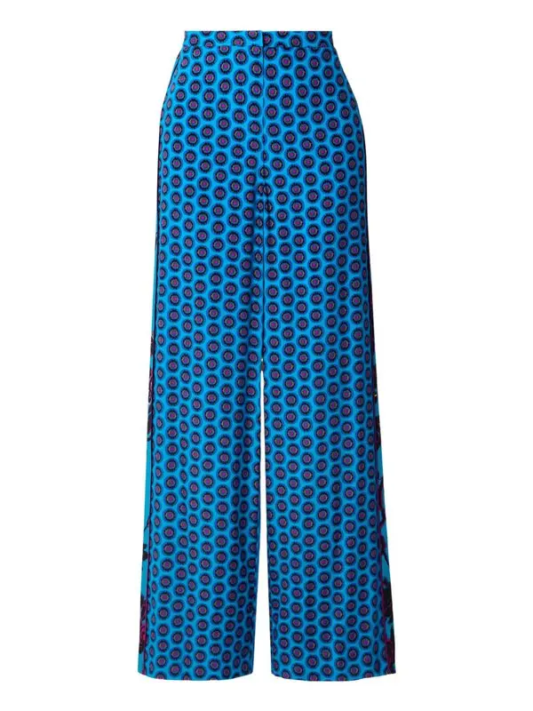 Diane Von Furstenberg Printed Straight Leg Pants - Blue