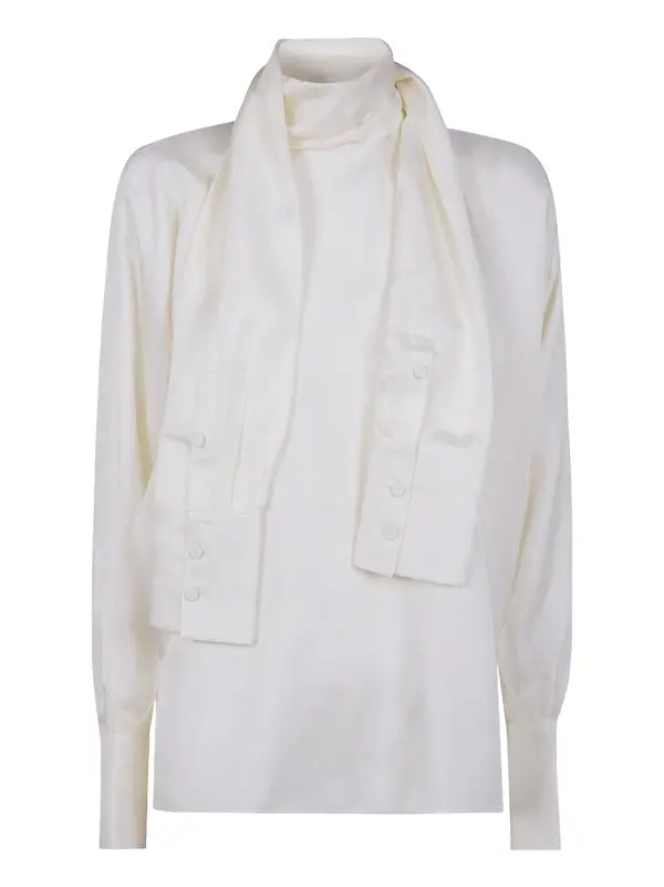RÓHE Silk Long Sleeve Blouse - White