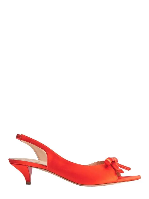 Dior Bow Heeled Slingback Sandal - Red