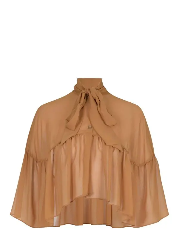 Max Mara Cape Shirt With Neck Tie - Brown