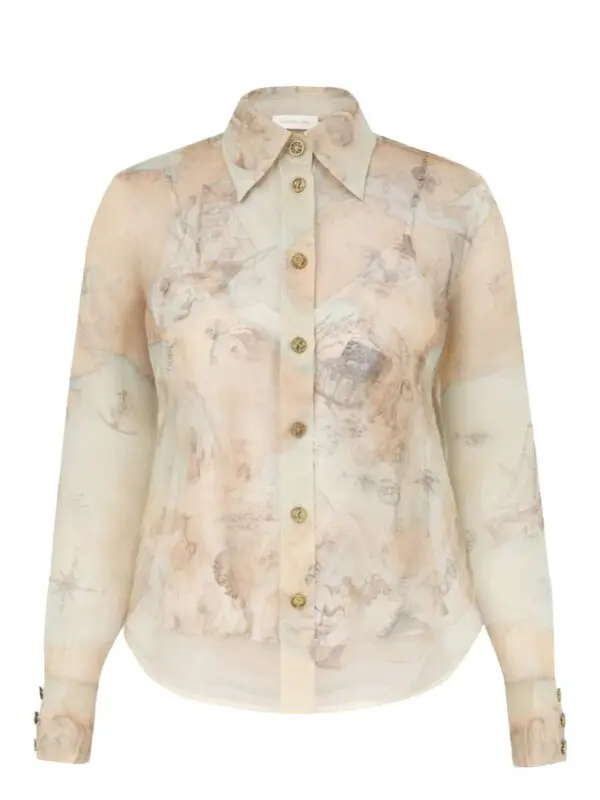 Zimmermann Rebellion Long Sleeve Shirt With Tank - Nude
