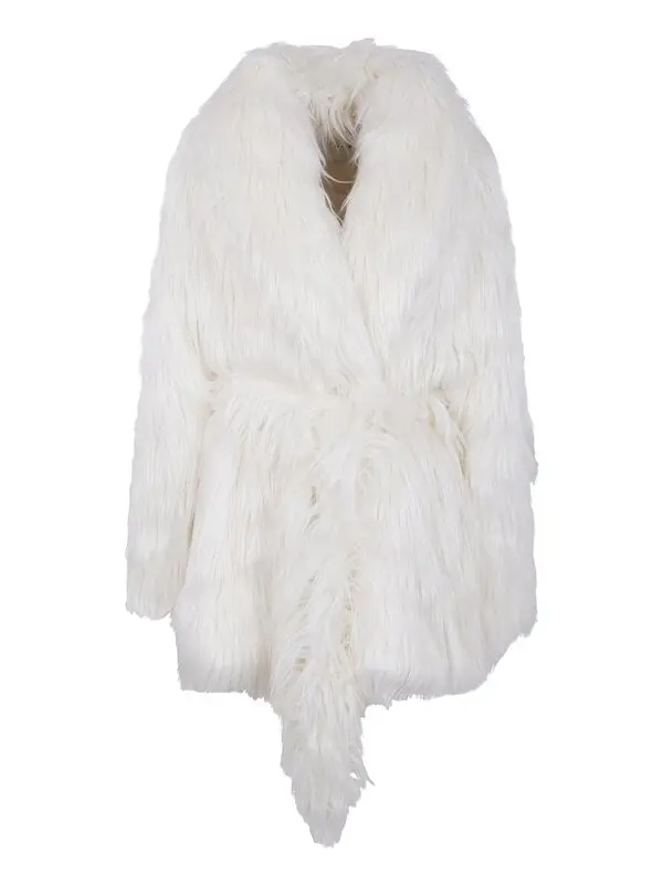 ENTIRE STUDIOS Long-sleeved Faux Fur Coat - White