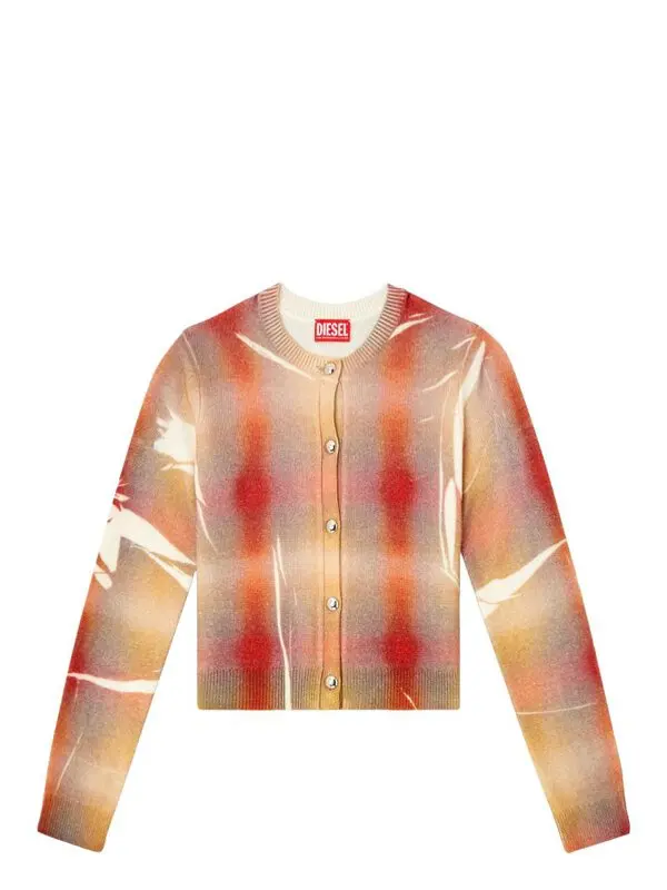 DIESEL® M-chloty Silver Button Check Cardigan - Nude