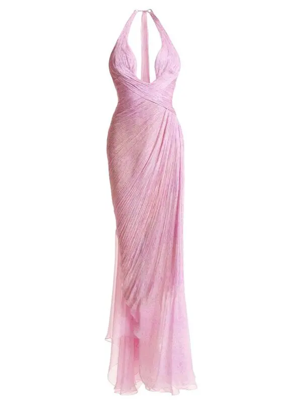 MARIA LUCIA HOHAN Halterneck Maxi Dress - Light Pink