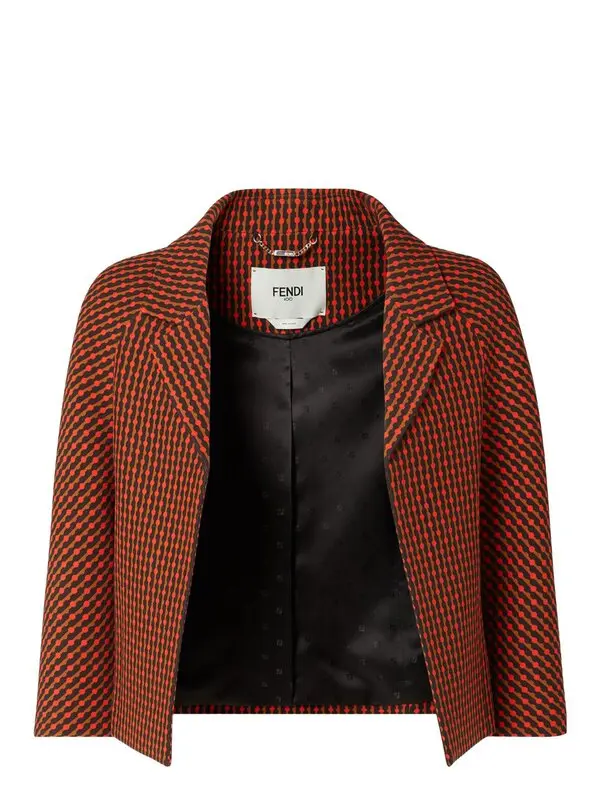 Fendi And Black Wool And Silk Jacket With Mini Dots Print - Red