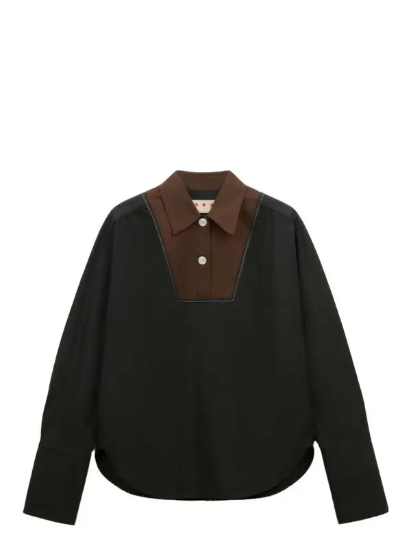 Marni Contrast Bib Insert Poplin Shirt - Black