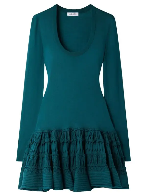 Alaïa Long-sleeved Crinoline Dress - Gasoline Color