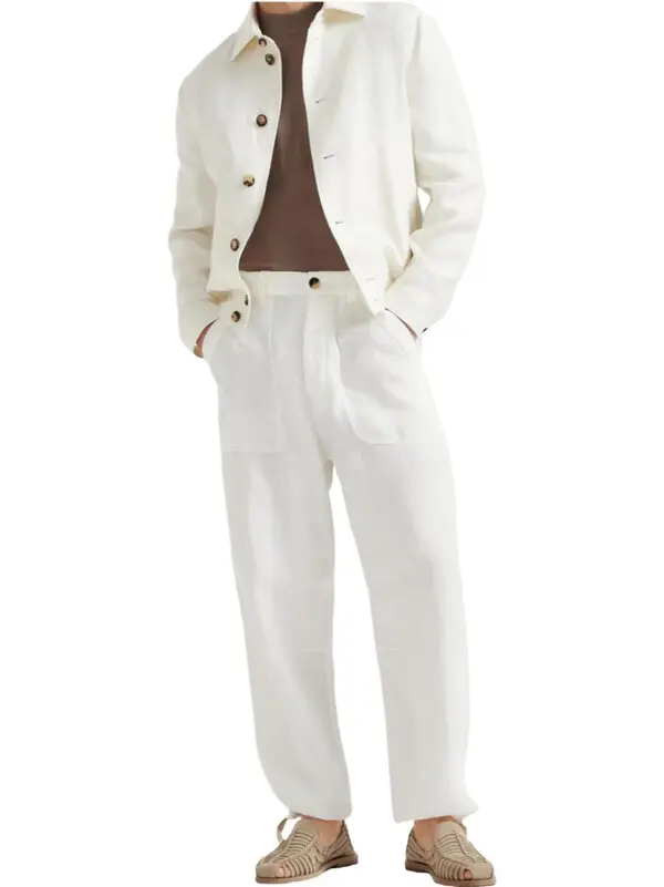 Brunello Cucinelli Straight-leg Cotton Trousers - White