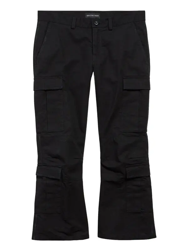 Balenciaga Cropped Cargo Pants With Cutout Detail - Black