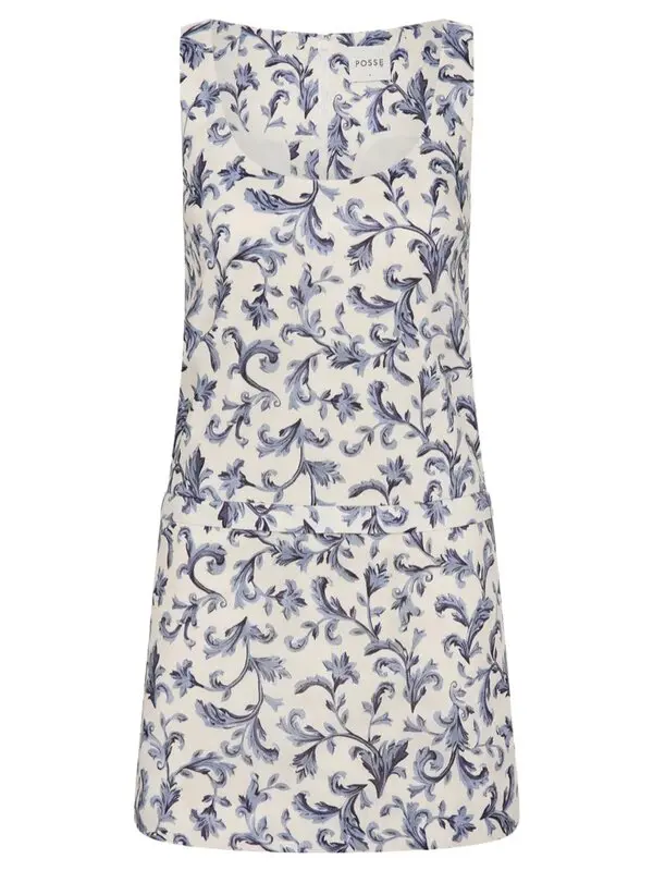 Posse Rue Baroque-print Mini Dress - Blue Baroque