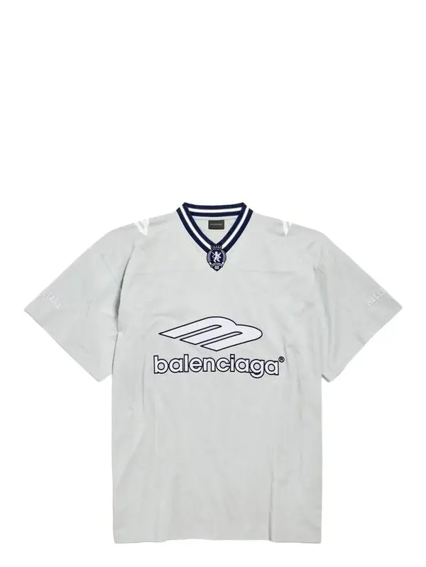 Balenciaga 3b Football Oversized V-neck T-shirt - Gray/white