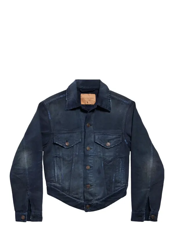 Balenciaga Curved Waistband Denim Jacket - Black