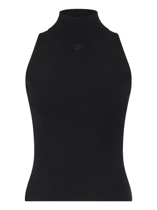 COURREGES Courrèges High Neck Sleeveless Top - Black