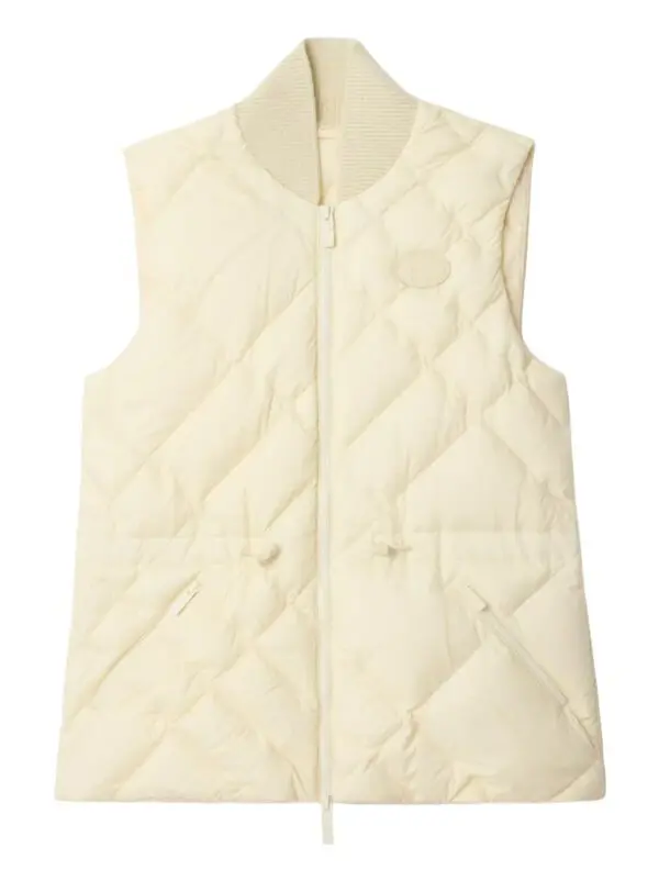 Burberry Check-stitch Drawstring Waist Gilet - Ceramic White