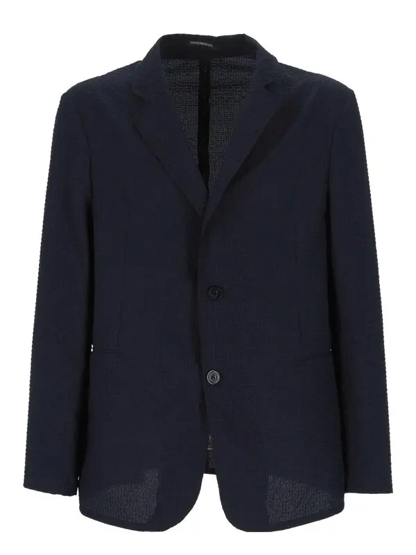 Emporio Armani Single-breasted Seersucker Blazer - No