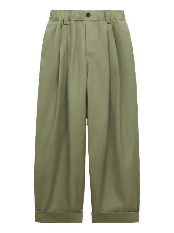 Marni Pleated Cotton Canvas Trousers - Mint Green