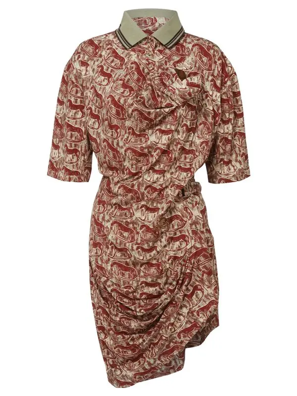 VIVIENNE WESTWOOD Polo Dress With Contrasting Collar And Asymmetrical Hem - Brown