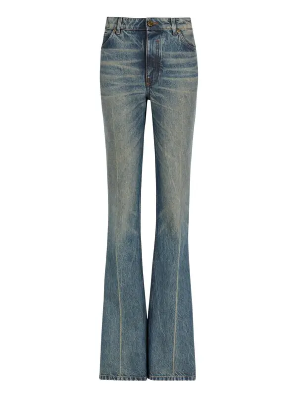 Balmain Straight-leg Faded Denim Jeans - Blue