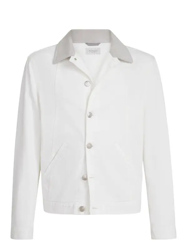 Brunello Cucinelli Buttoned Denim Jacket - Snow-colored