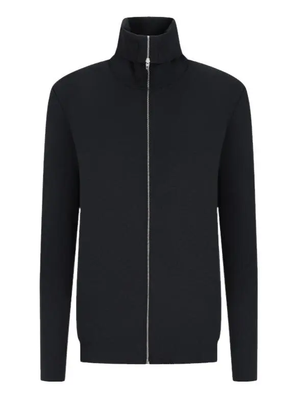 JIL SANDER Zip-up High Neck Cardigan - Black
