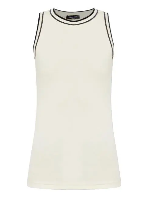 Fabiana Filippi Embellished Trim Ribbed Tank Top - White