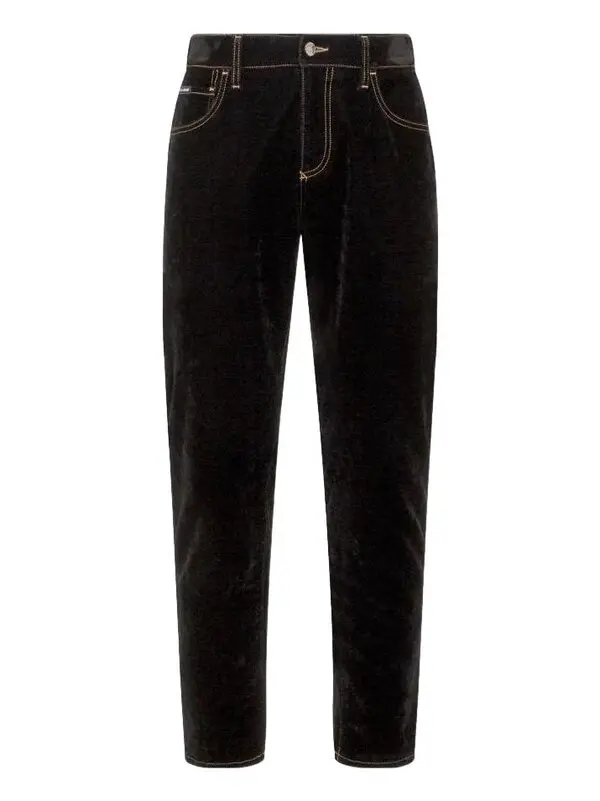 Dolce & Gabbana Slim-fit Velvet Jeans - Black
