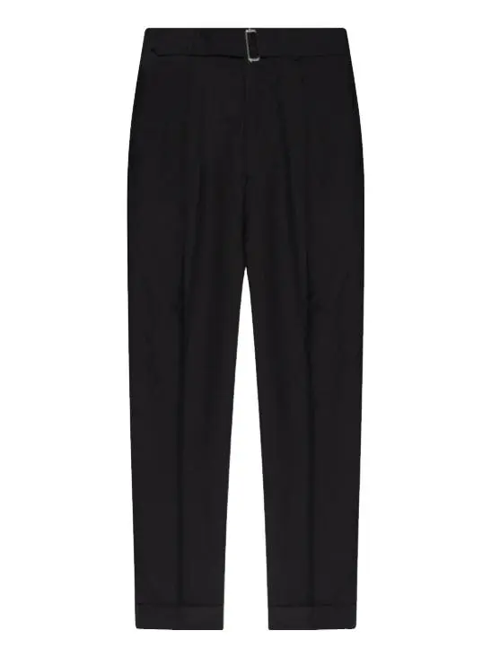 Officine Générale Hugo Belted Pressed-crease Trousers - Black