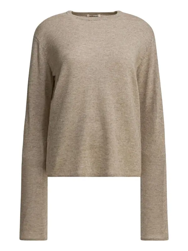 Auralee Cashmere Blend Crew Neck Knit Sweater - Nude