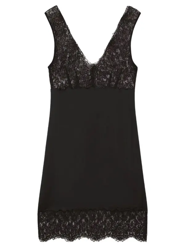 Marella Sleeveless V-neck Lace Dress - Black
