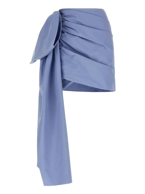 SELF-PORTRAIT Tie-waist Mini Skirt With Oversized Bow Detail - Light Blue