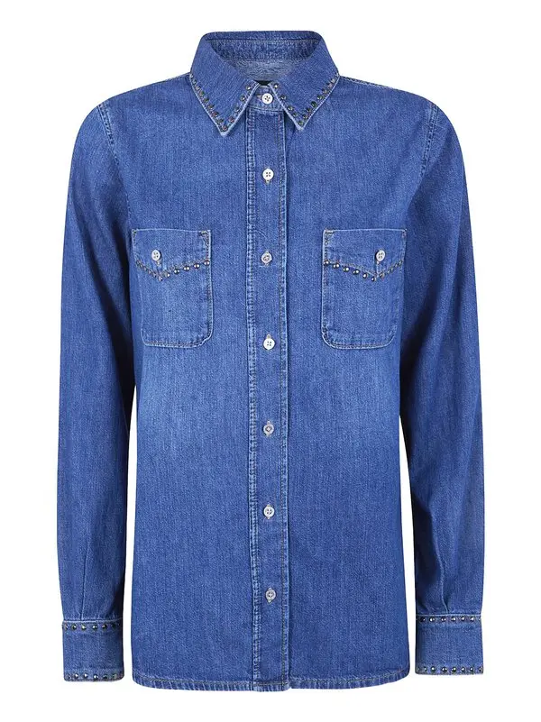 7 For All Mankind Studded Denim Shirt - Blue