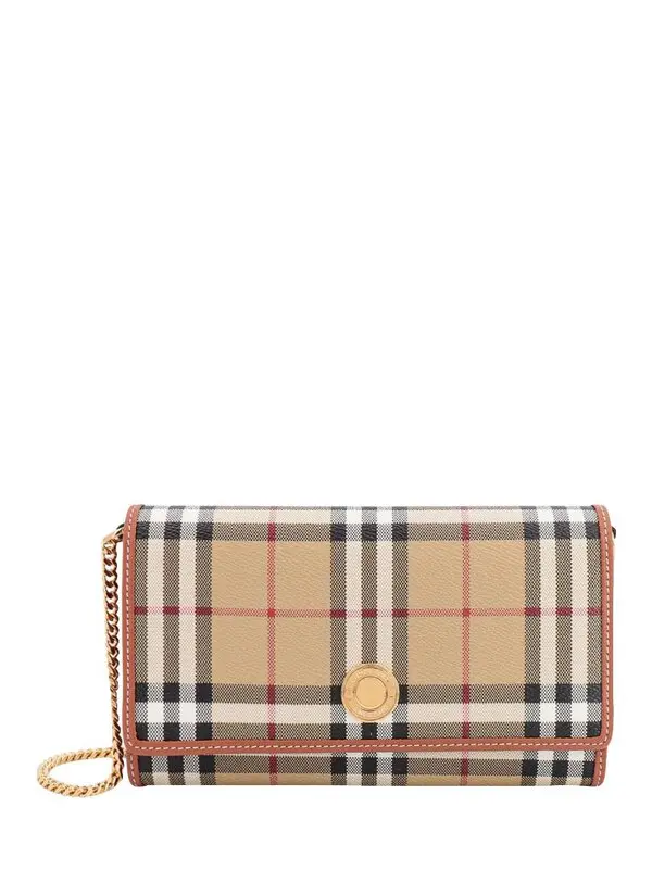 Burberry Checked Fold-over Crossbody Bag - Nude