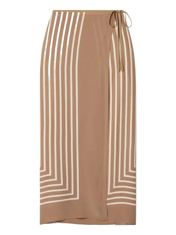 TOTEME Striped Wrap Skirt - Camel