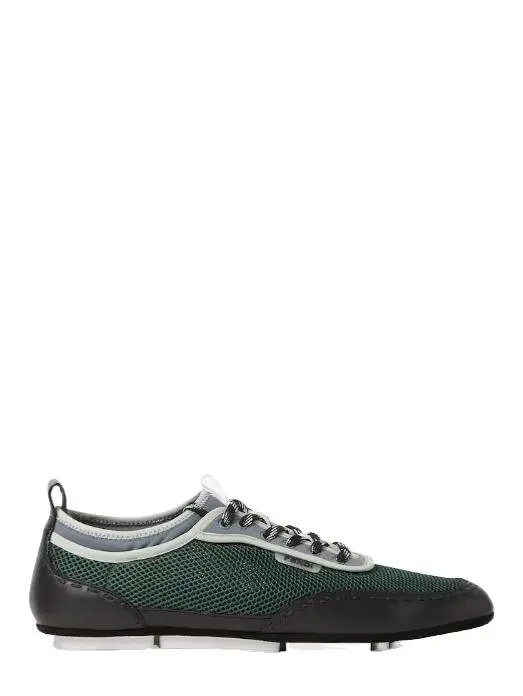Fendi Mesh Panel Low-top Sneakers - Green And Black