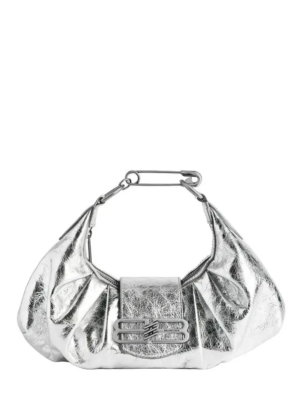 Balenciaga Pamela Metallic Shoulder Bag - Silver