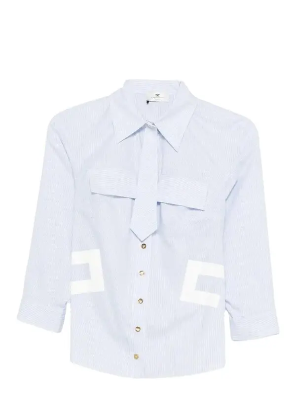 Elisabetta Franchi Striped Shirt With Tie Detail - White