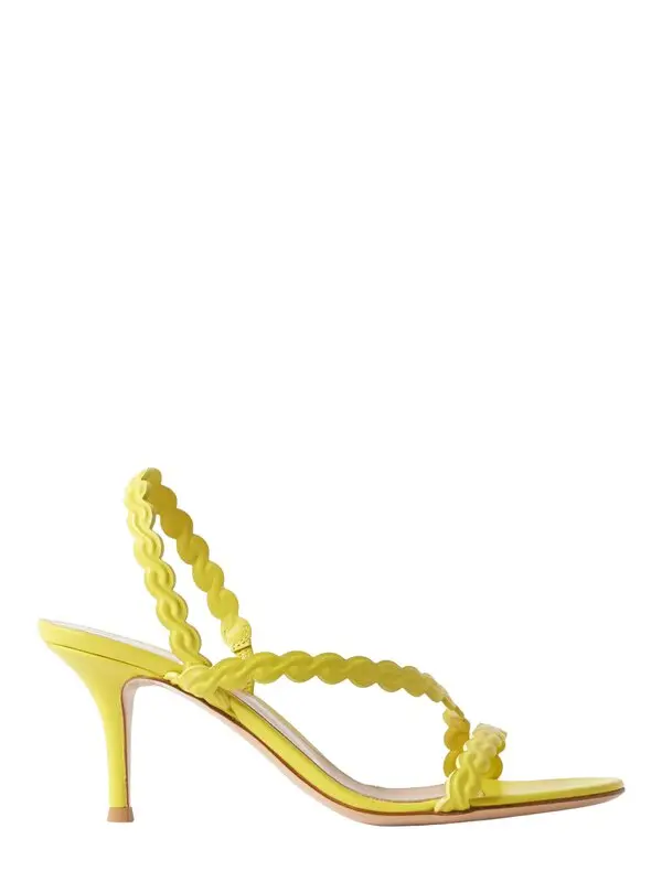 GIANVITO ROSSI Open Toe High Heel Sandals With Embossed Straps - Yellow