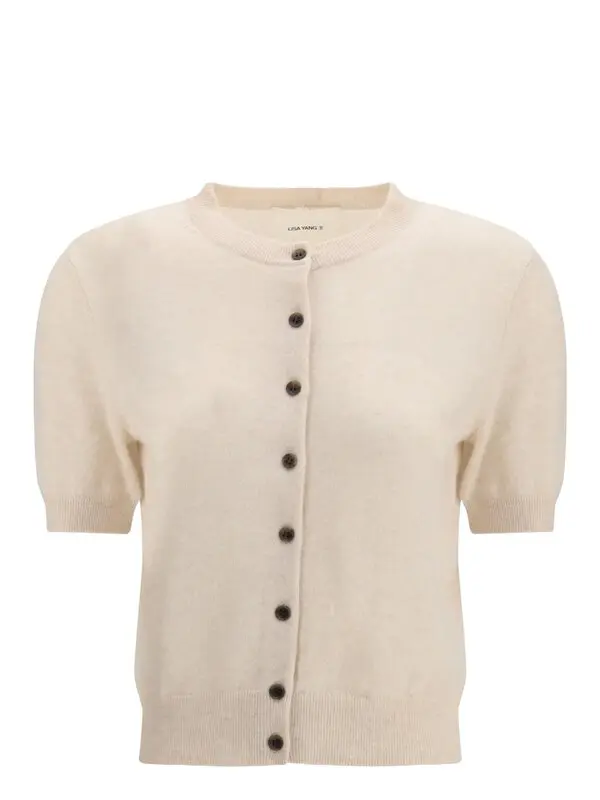 LISA YANG Marene Short-sleeve Cardigan - Nude