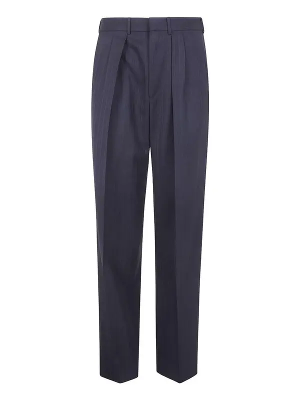 TOM FORD Pleated Striped Trousers - Black