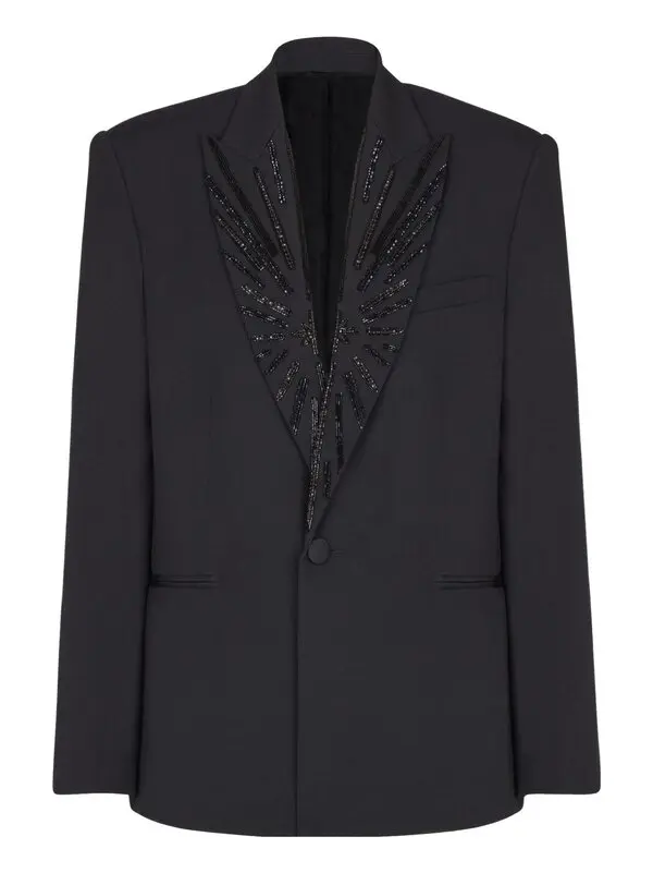 Balmain Crystal-embellished Single-breasted Blazer - Black