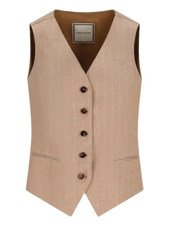 Tagliatore Gracie Pinstriped Gilet - Nude