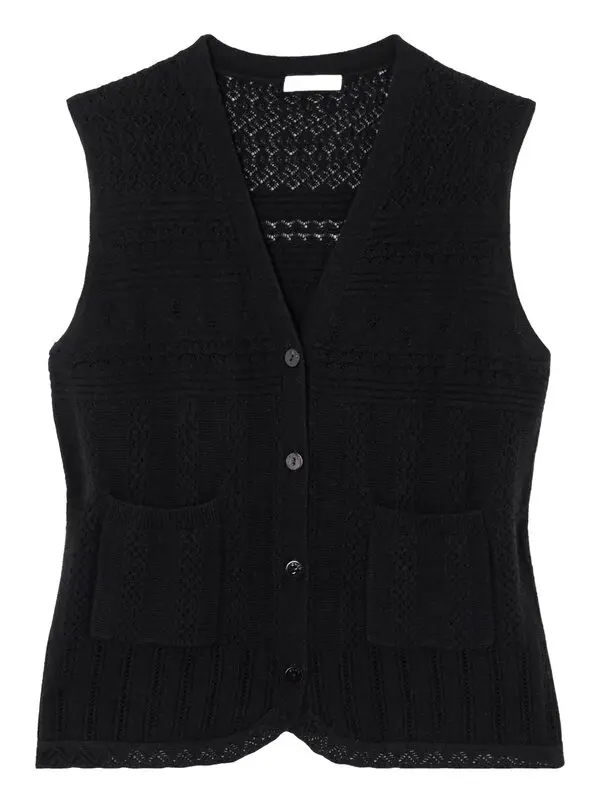 ERES Knitted Buttoned Vest - Black