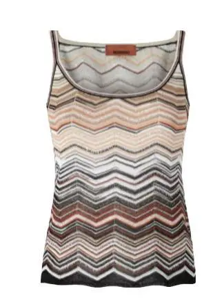 Missoni Chevron Lamé Tank Top - Greenish-brown