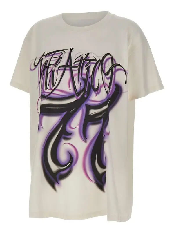Attico Oversized Graphic Logo T-shirt - Nude
