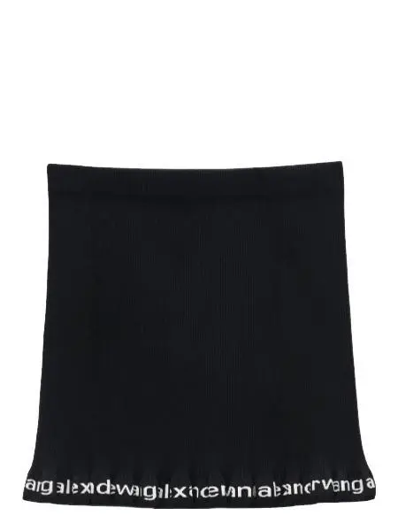 Alexander Wang Ribbed Mini Skirt With Ruffle Detail - Black