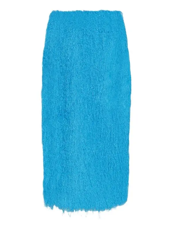 Dries Van Noten Fringe Detail Midi Skirt - Blue