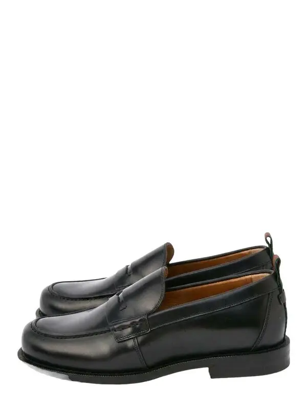 Gucci Almond Toe Loafers With Striped Webbing Detail - Black