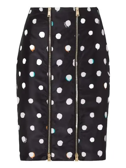 Fendi Falena Polka Dot Double-zip Midi Skirt - Black